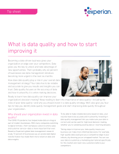 Tip sheets for data quality | Experian